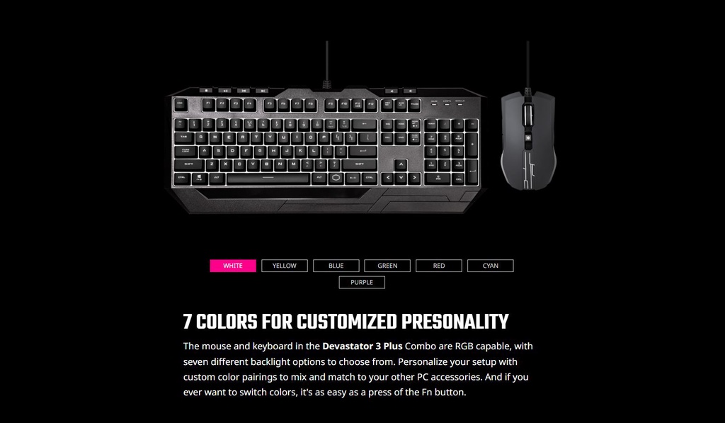 COOLERMASTER DEVASTATOR III PLUS 7 LEDS KEYBOARD AND MOUSE COMBO V2 (2 ...
