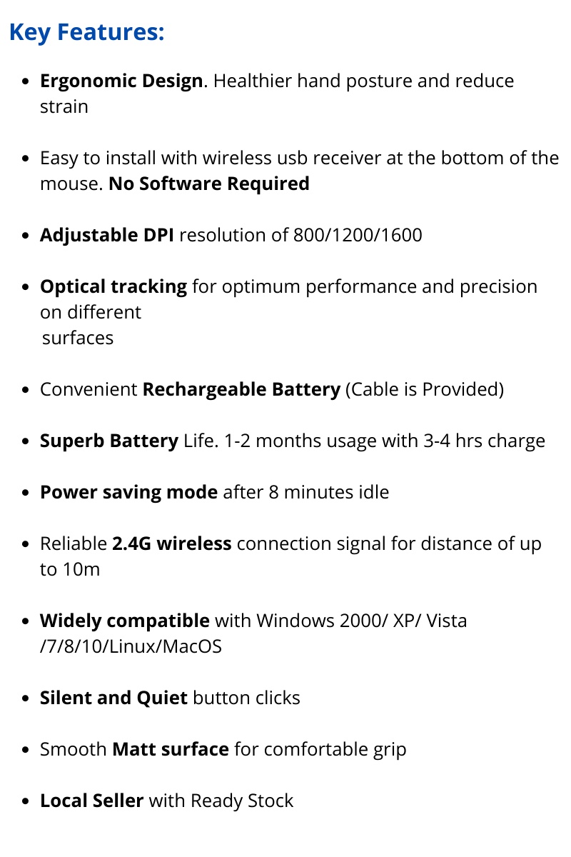 Ergonomic Mouse Wireless Mice,Rechargeable Vertical Mouse with USB ...