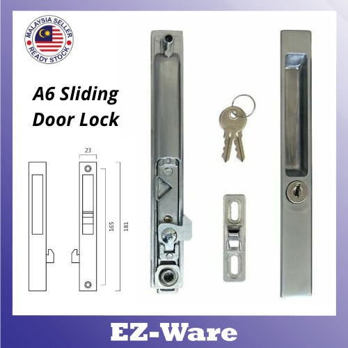 A6 Sliding Glass Door Handle Lock Silver Brown Entrance Slide Door Hook ...