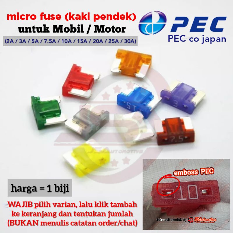 Micro Fuse Blade PEC Japan Car/Motor (2A/3A/5A/7.5A/10A/15A/20A/25A/30A ...