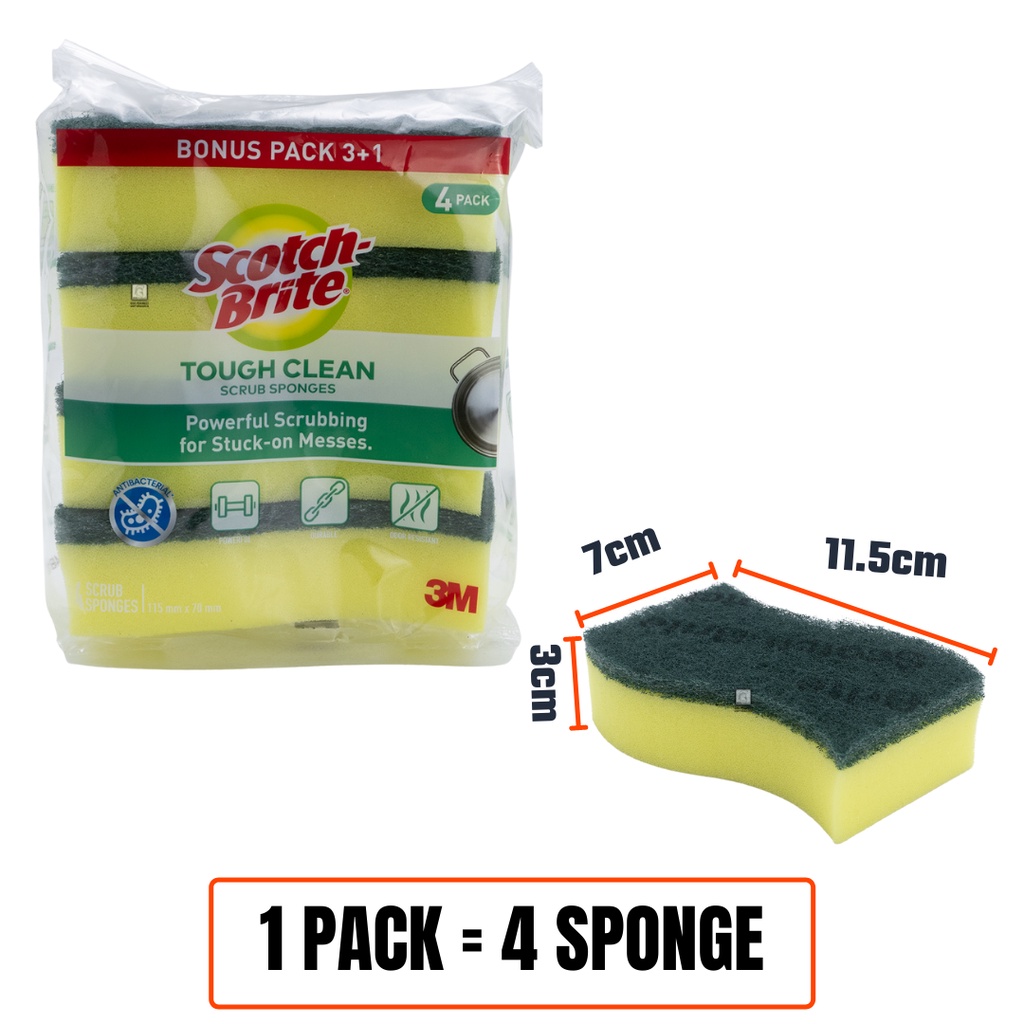3M Scotch-Brite Sponge Anti-Bacterial Non Scratch Washing Sponge Dish ...