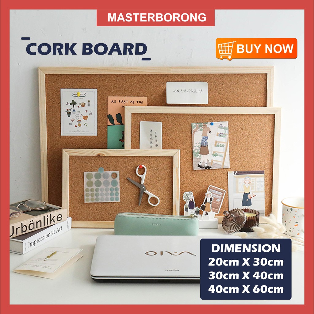 masterborong Cork Board 20x30cm Wall Hanging Message Board Cork Wood ...