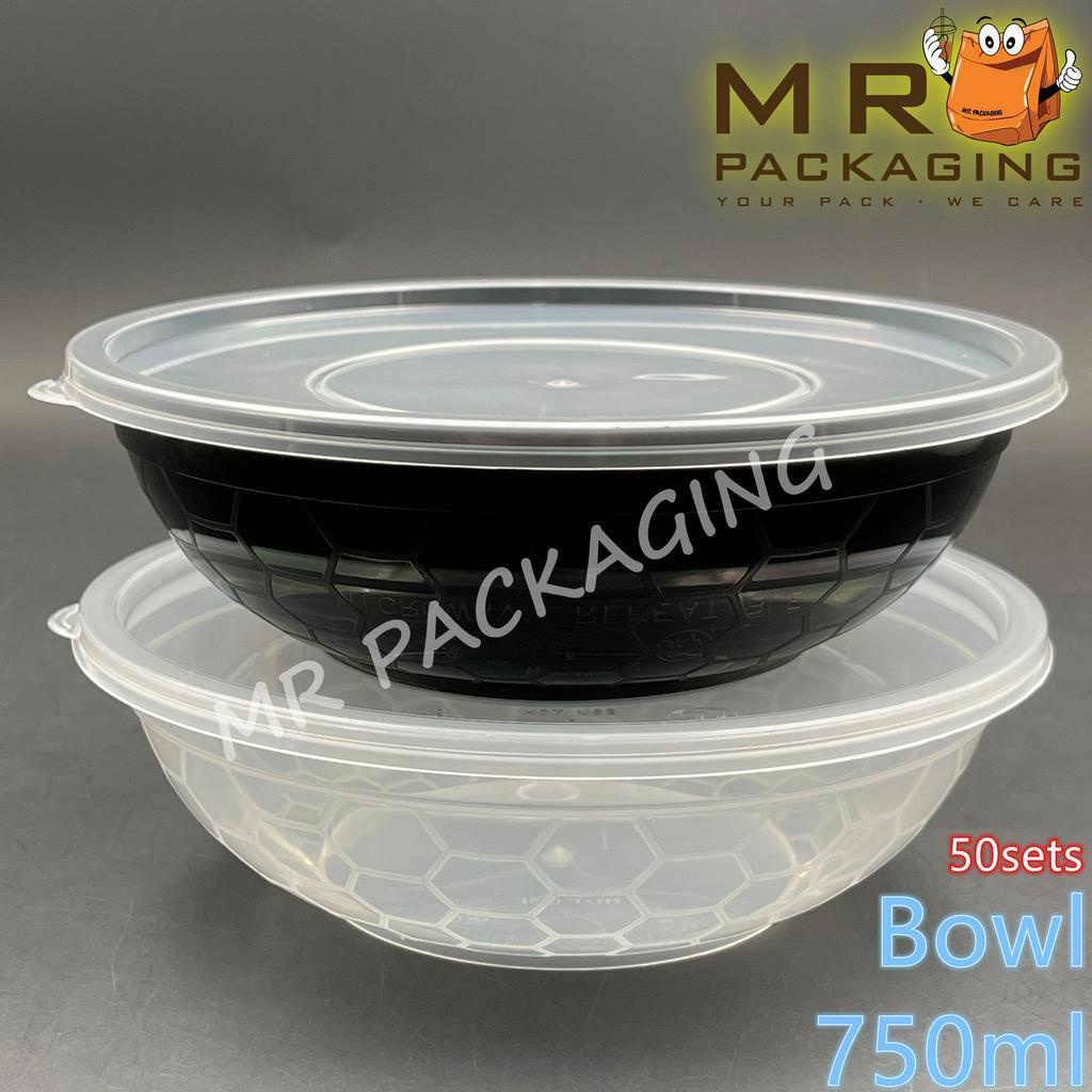 750ml PP Bowl with Lid ( 50sets± ) Bowl Shape Round Disposable Plastic ...