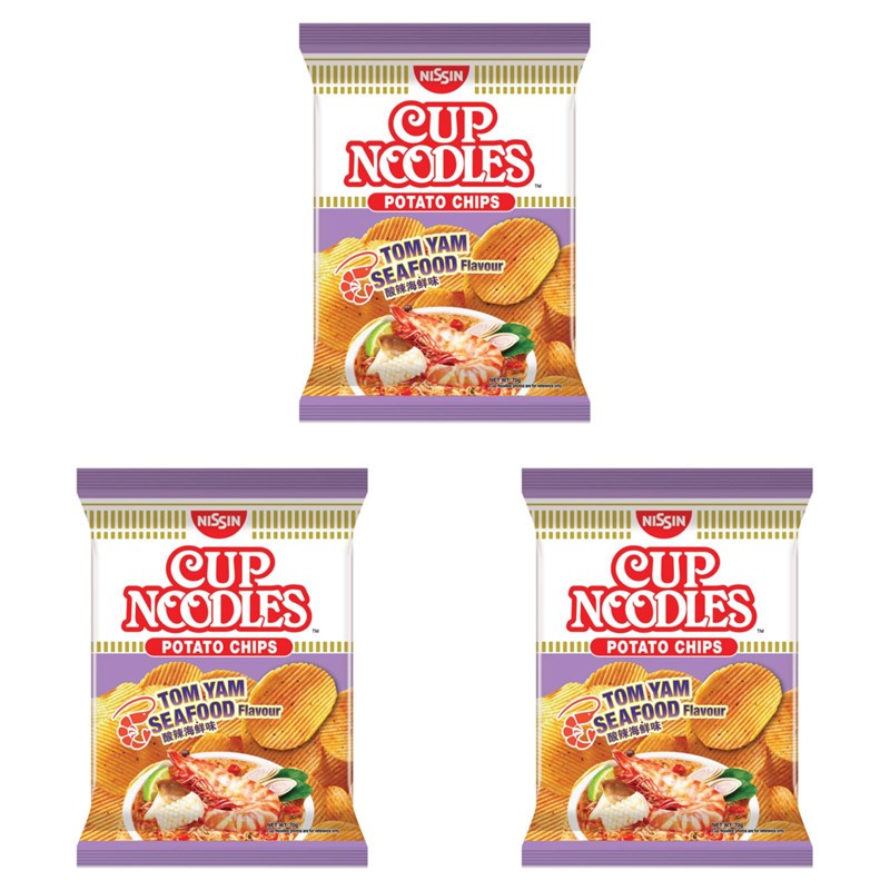 [Bundle of 3] Nissin Cup Noodles Potato Chips Tom Yam Seafood 70g [Japanese] | Shopee Singapore