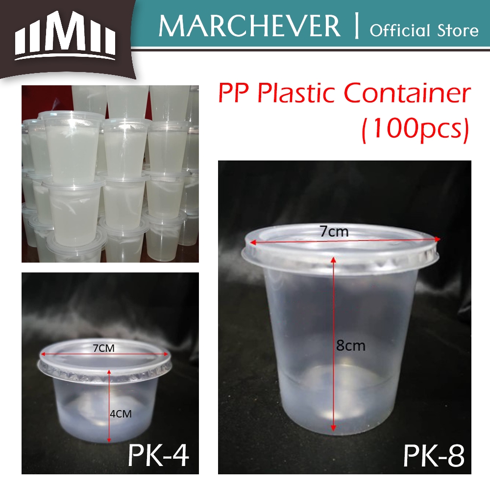 PP Round Plastic Container 100pcs (Bekas Jeli / Bekas Dadih) | Shopee ...