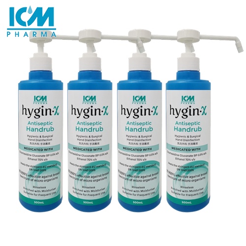 [BUNDLE PACK OF 4 BOTTLES] ICM Pharma Hygin-X Antiseptic Handrub 500ml ...