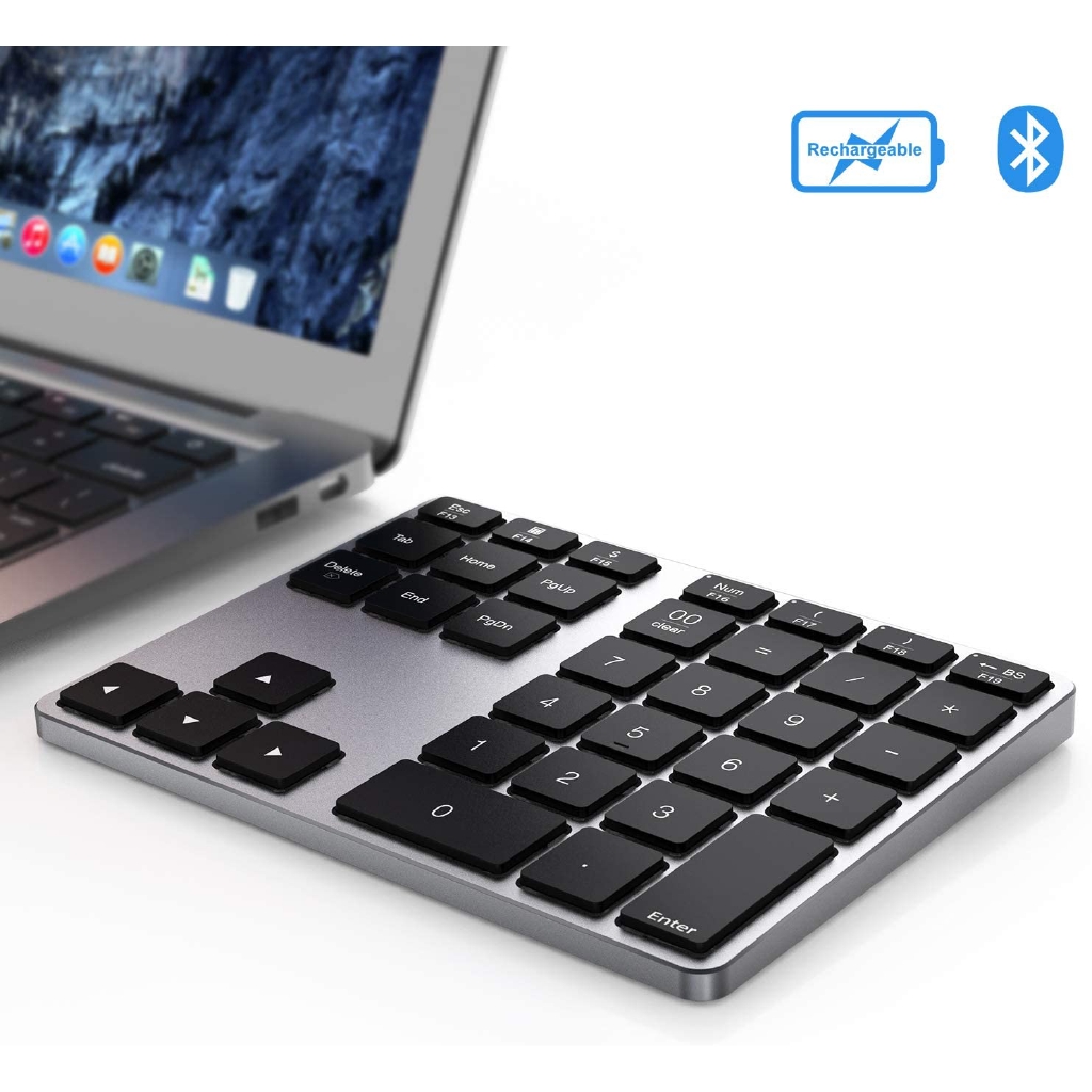 New 35 Keys Aluminum Wireless Numeric Keypad Dual System Rechargeable ...