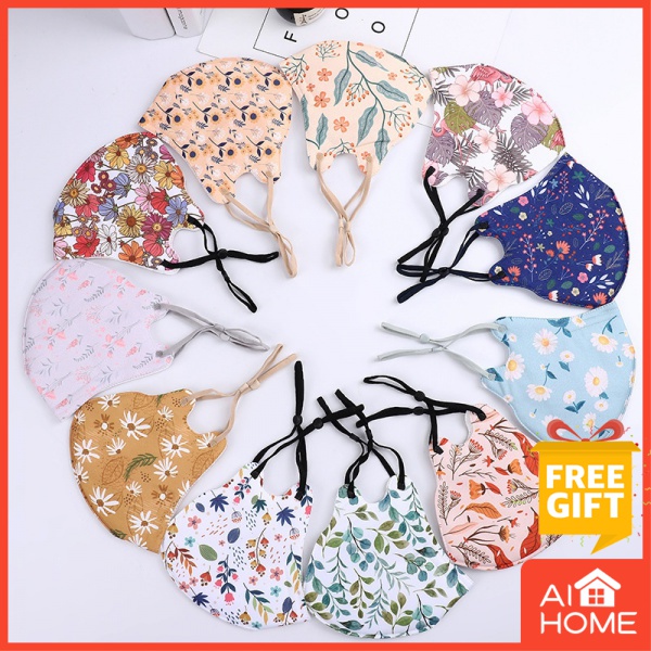Adult printed dust masks, warm, dust-proof, floral masks, pure cotton ...