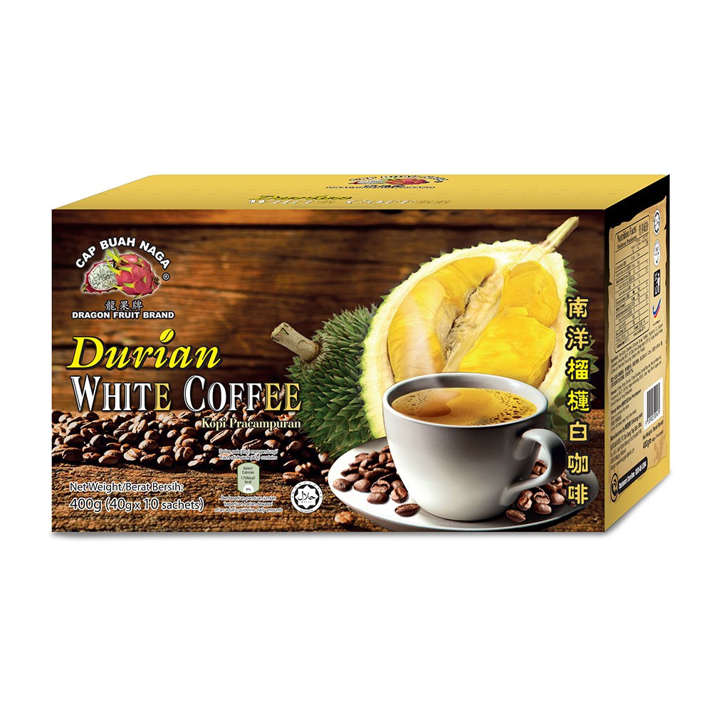 Dragon Fruit Brand 3 In 1 Instant Durian White Coffee (40g x 10 Sachets ...