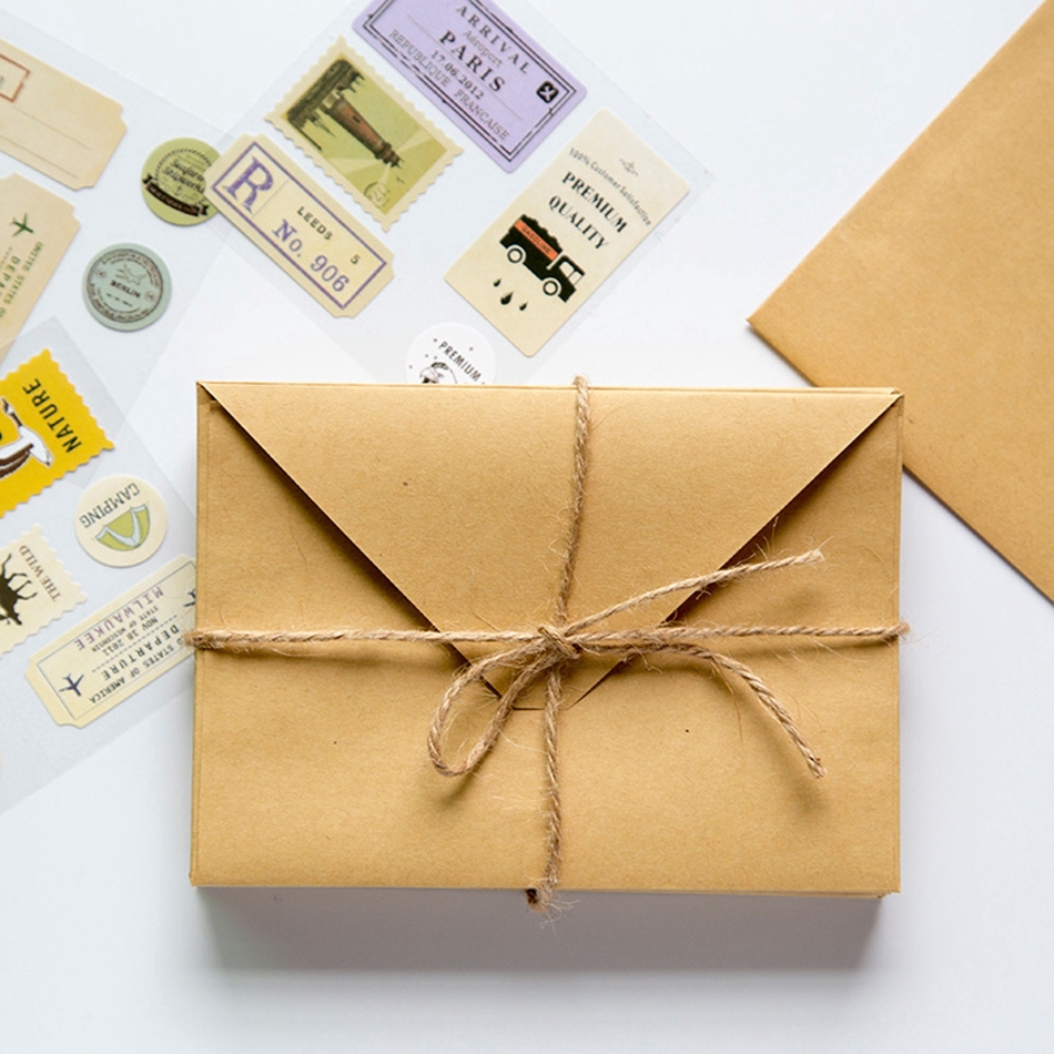 50Pcs/Lot Classical Brown Kraft Blank Mini Paper Window Envelopes ...