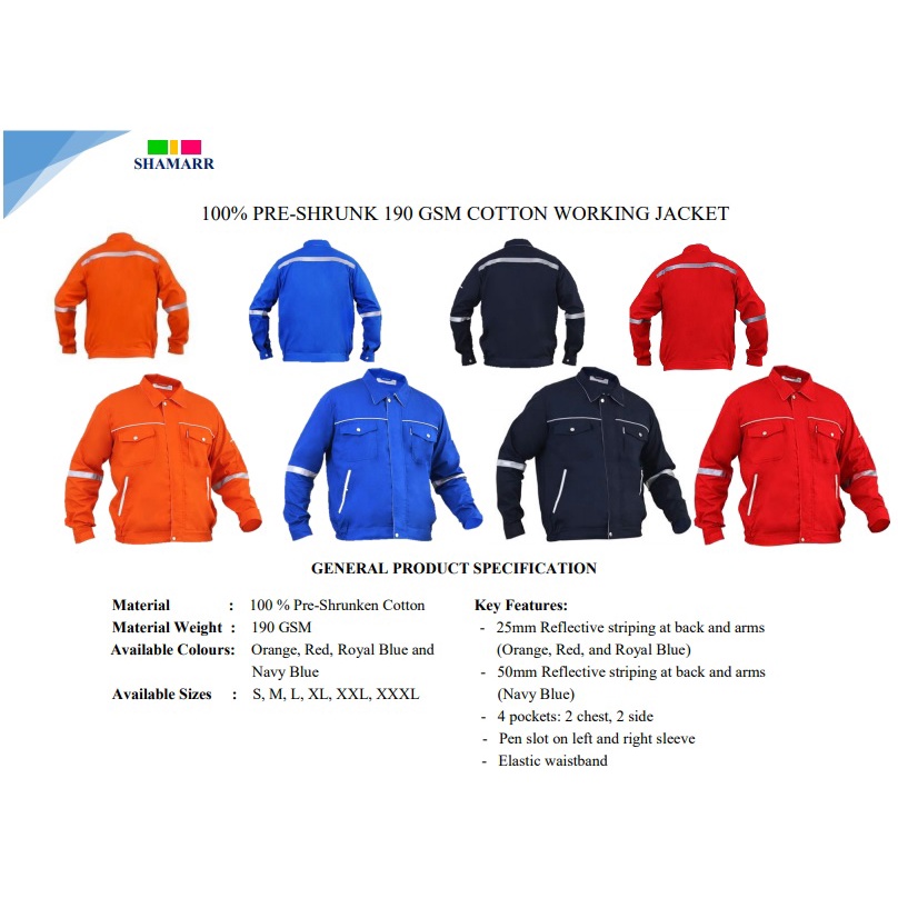 SHAMARR SAFETY JACKET PPE WORKWEAR REFLECTIVE JACKET BAJU JAKET KERJA ...
