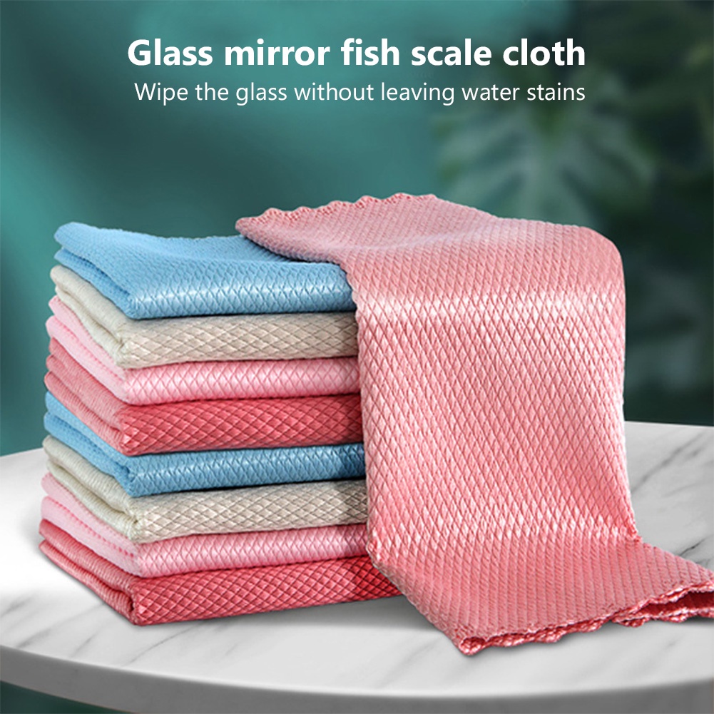 Kitchen Supplies Rag 10PCs Wipes Fish Scale Cloth For Cleaning Window ...