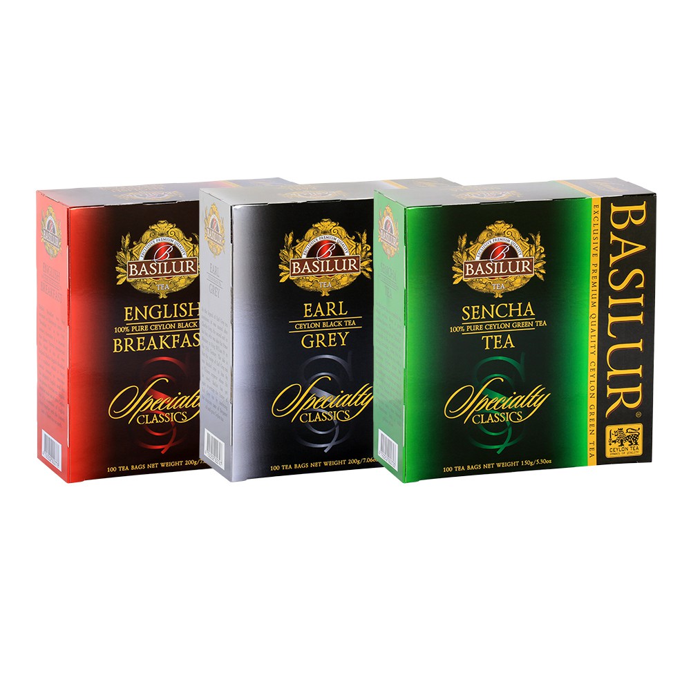 Basilur Earl Grey / English Breakfast / Sencha Green Tea (100 String ...