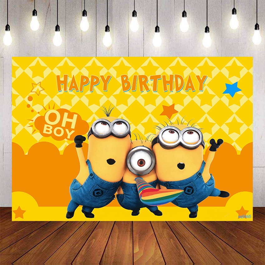 Minions Backdrops Cartoon Children Birthday Party Photography Yellow ...