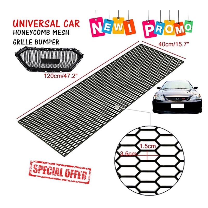 Universal Black ABS Plastic Racing Honeycomb Mesh Grill Spoiler Bumper ...
