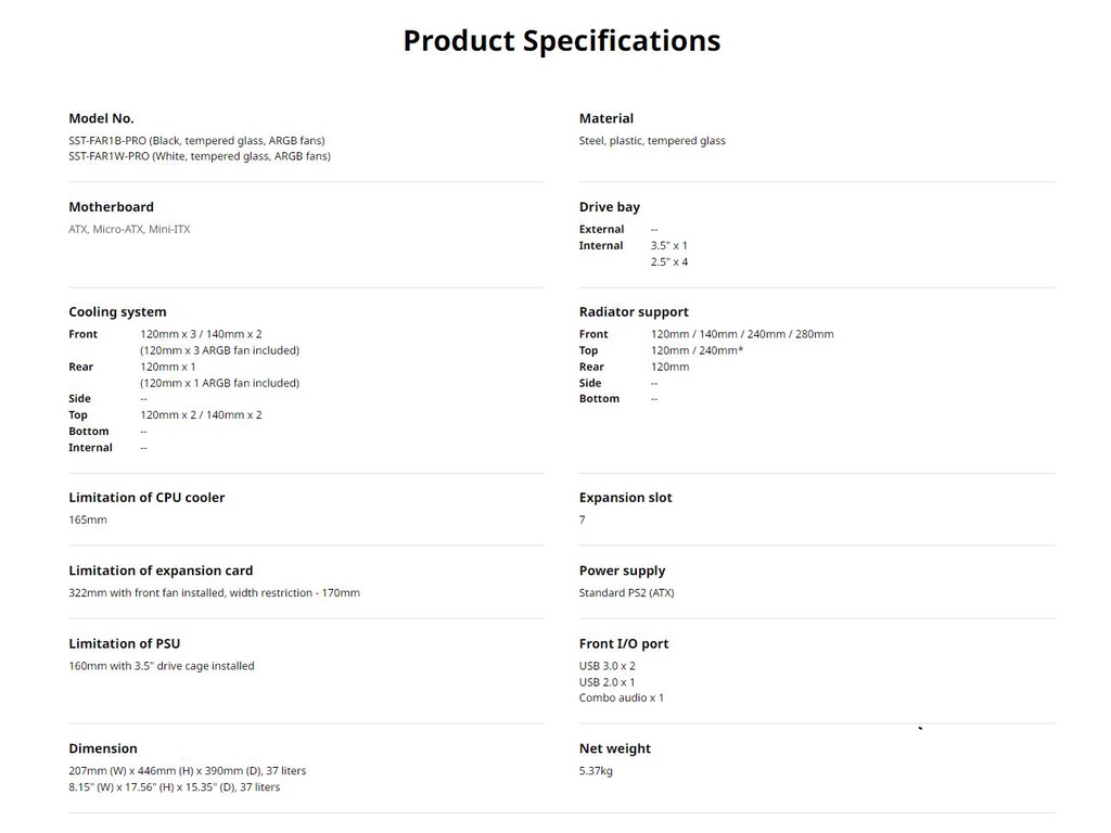 SILVERSTONE FARA R1 PRO ATX Casing ARGB Lighting Tempered Glass Mid ...