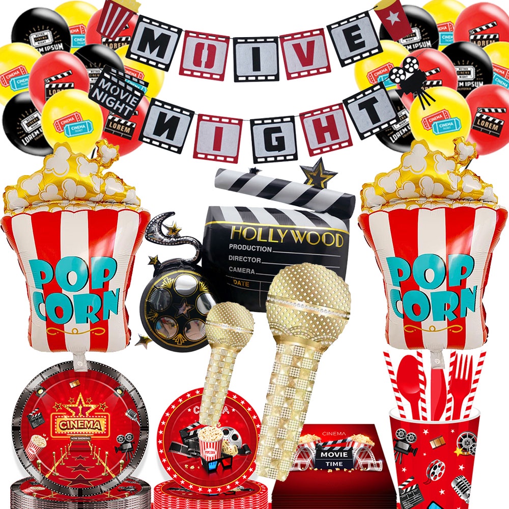 Camera Holly Movie Popcorn Microphone Balloon for Movie Night Party ...