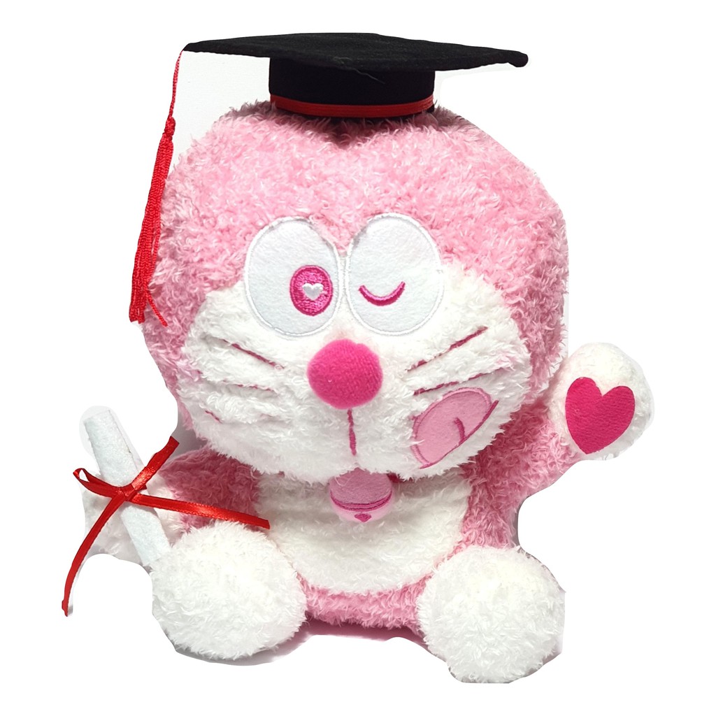 Doraemon Pink Wink with Heart Graduation Convocation Gift Plush Toy ...
