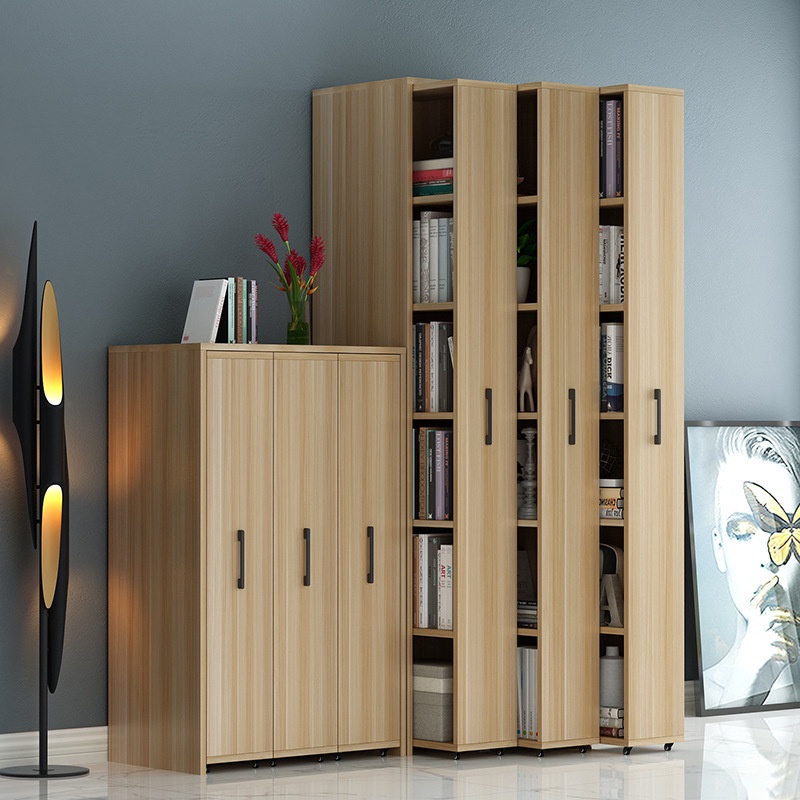 WEILIANG Dustproof Mobile Invisible Bookcase With Wheel Book Shelf Push ...