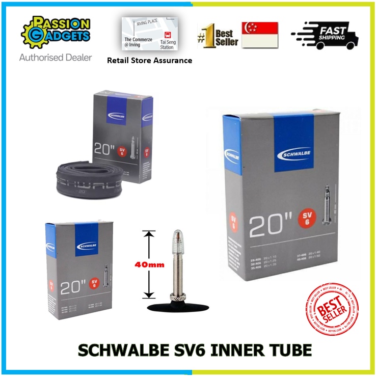 Schwalbe Inner Tubes 20" SV6 Presta 40mm for Birdy 406 (without box) | Shopee Singapore