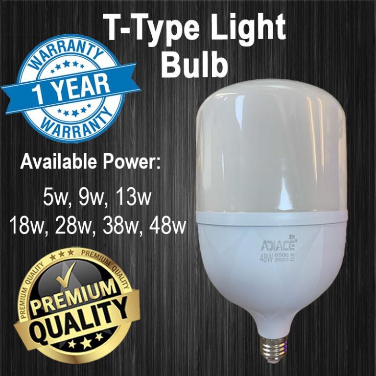 🌞T - Type LED Light Bulb 3w / 9w / 13w / 18w / 28w / 38w / 48w | Shopee ...