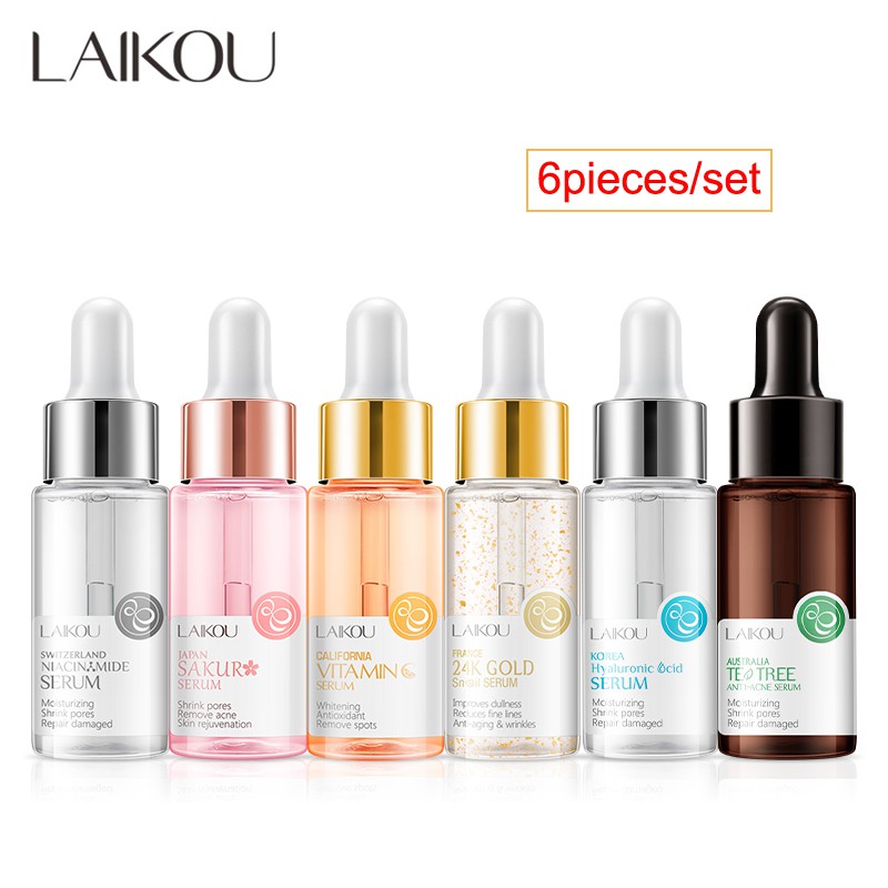 LAIKOU Sakura Face Serum Vitamin C 24K Gold Tea Tree Essence Hyaluronic ...