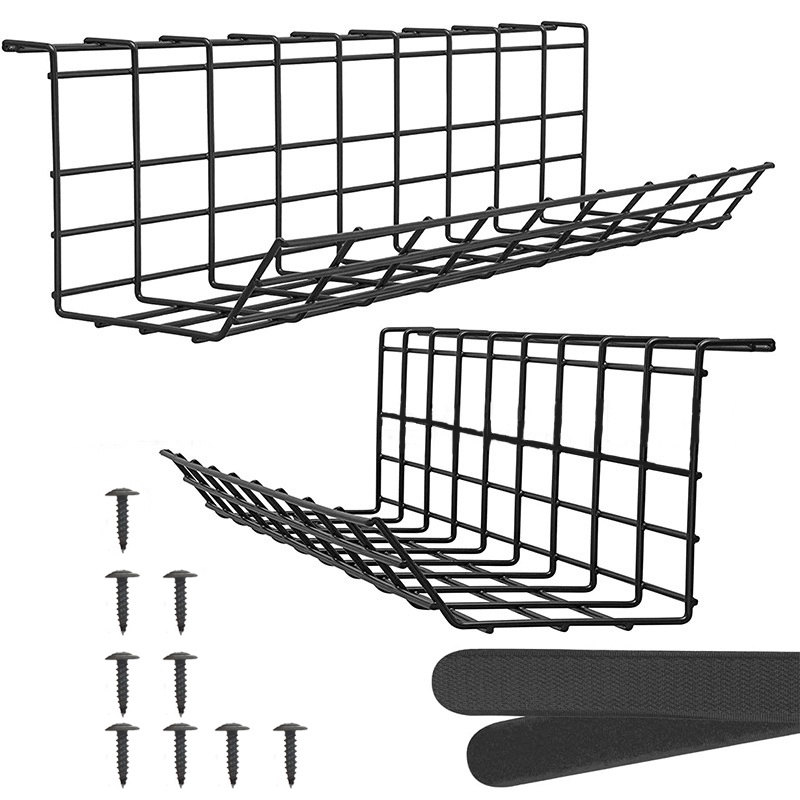 Under Desk Cable Management Tray Iron Space Saving Power Strip Rack for ...