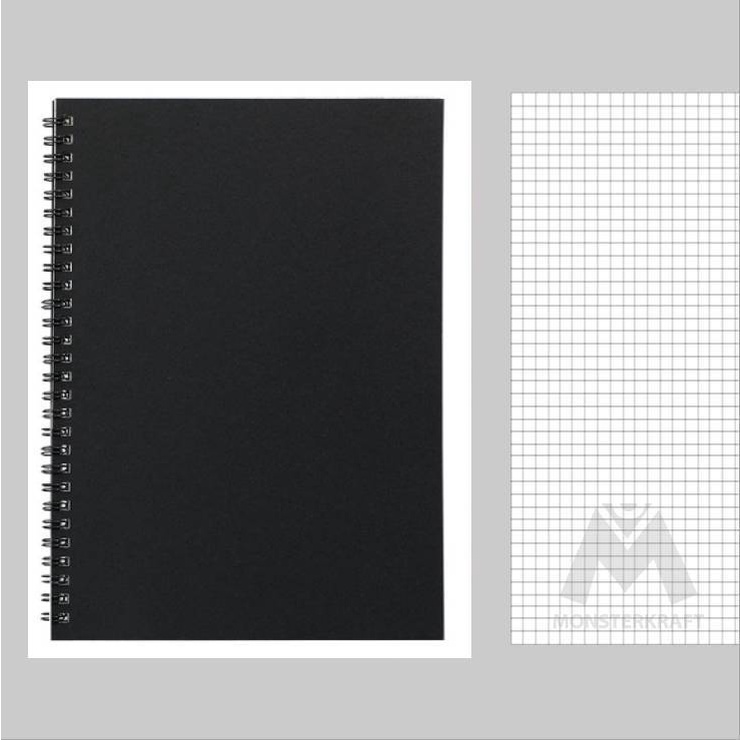 Notebook A4 A5 Sketch Book Spiral Wire O Planner Journal Black Notebook Buku Nota Plain Line Dot ...