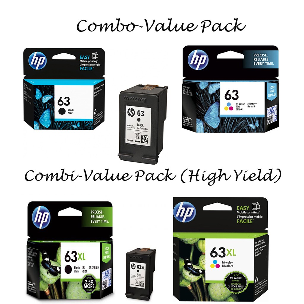 HP 63 / HP 63XL Original Ink Cartridge [COMBO VALUE PACK] BLACK ...