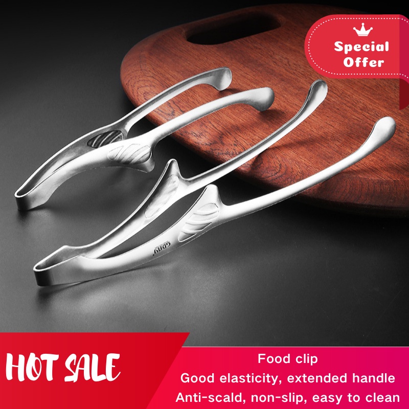 BBQ Food Clip Stainless Steel Barbecue Tongs Bread Clipper Salad ...