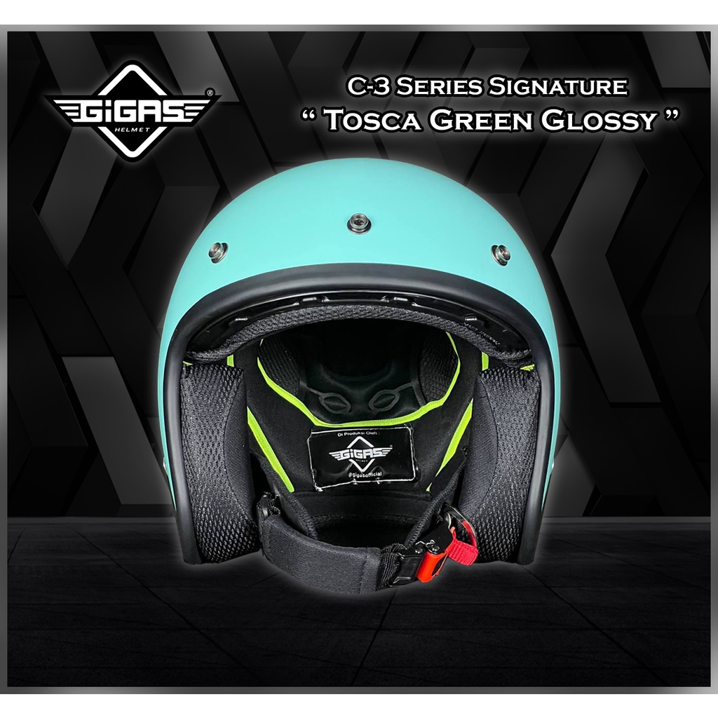 Sni Motorcycle Helmet RETRO GIGAS SERIES SOLID SOFT GREEN GLOSS ...