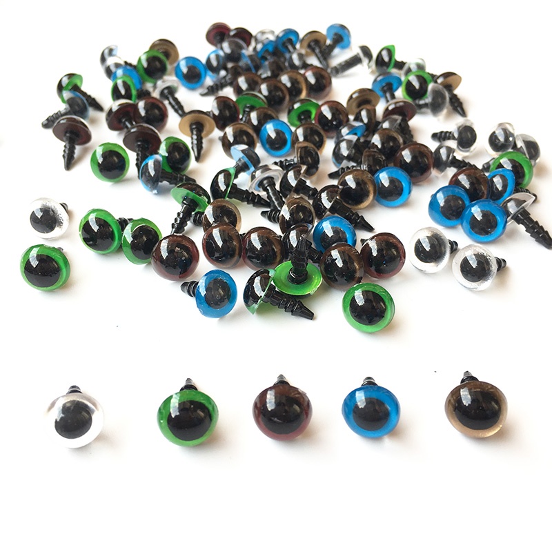 100pcs/50pairs 5 Colors Safety Eyes 10-12mm Blown Blue Silver Gold ...