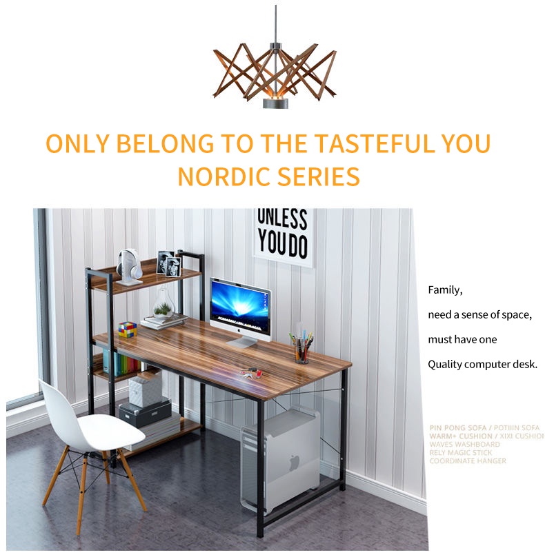 SG Ready Stock H Design Computer Study Table With Bookshelves | Shopee ...