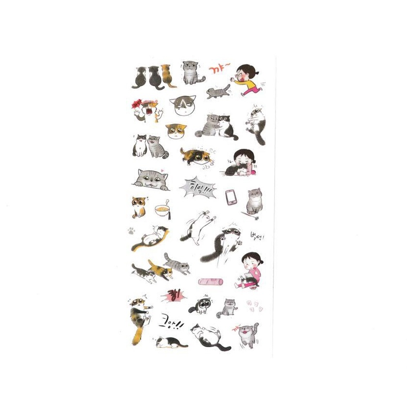 KOREAN STYLE PET CAT SERIES WATERPROOF TOPLOADER DECO STICKER SHEET ...