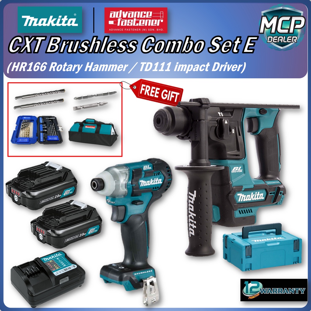 MAKITA 12Vmax Cordless Combo Set E ( HR166D Rotary Hammer / TD111D Impact Driver ) | Shopee ...