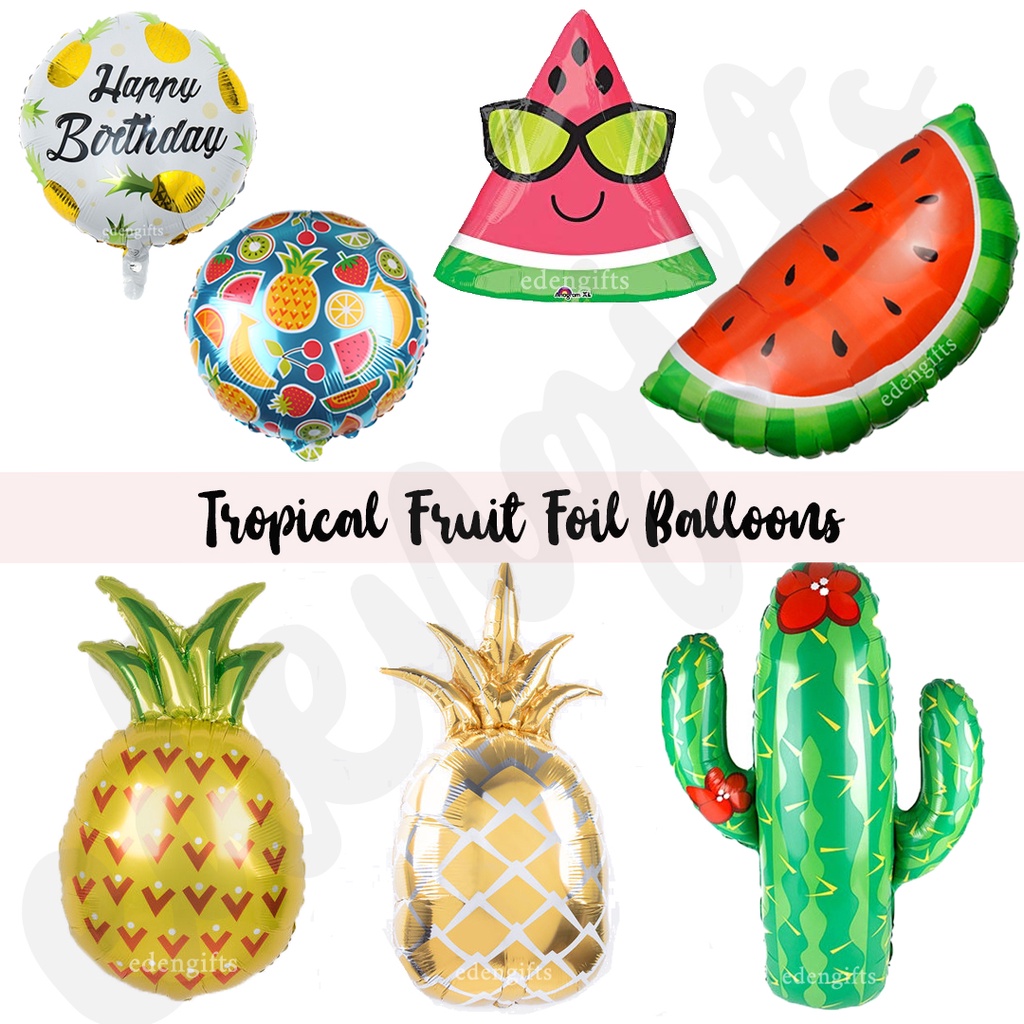 Tropical fruit foil, Party balloon, watermelon balloon, pineapple ...