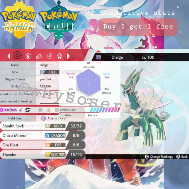 Pokemon Sword and Shield Square Shiny Dialga (Digital Game Code ...