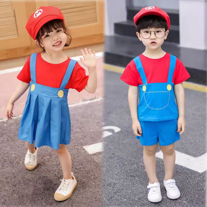 Nintendo Games Super Mario Costume Red Blue Tshirt Shorts Dress Mario ...