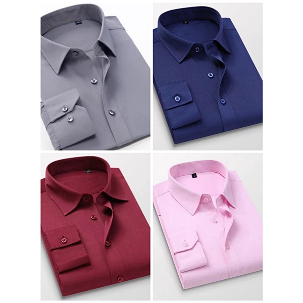 [M-5XL]Men Shirt Long Sleeve Shirt Slim Fit Casual Shirt Plus Size ...