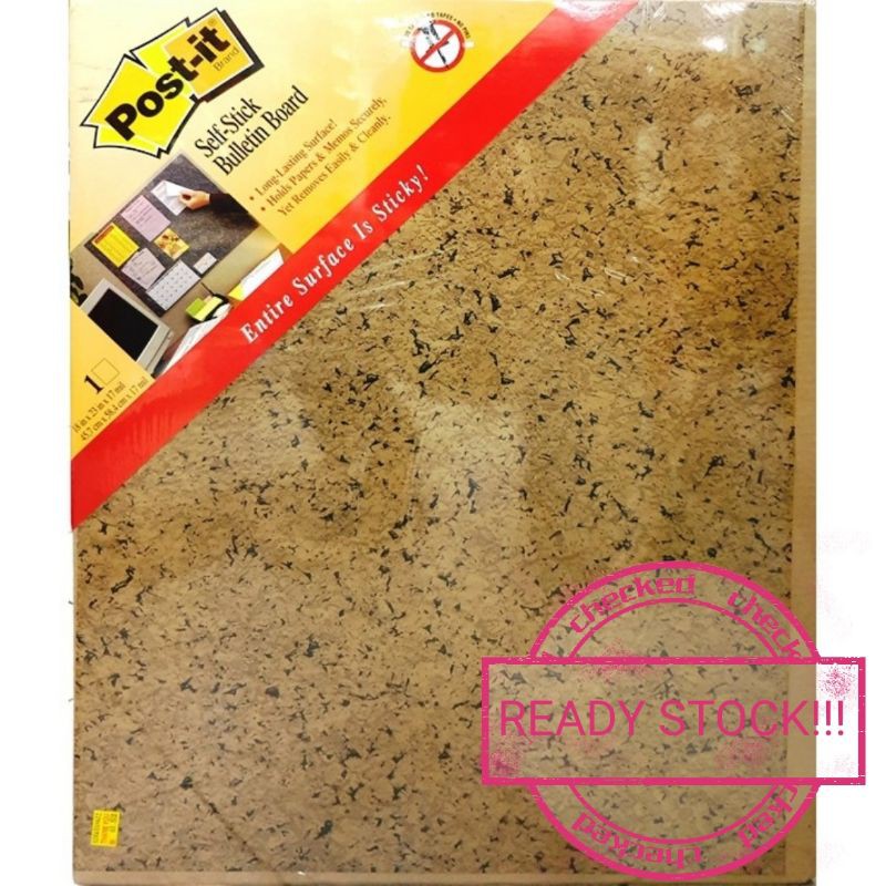 3M 558 Post-it Self-Stick Bulletin Board Memo Board Brown Cork Design ...