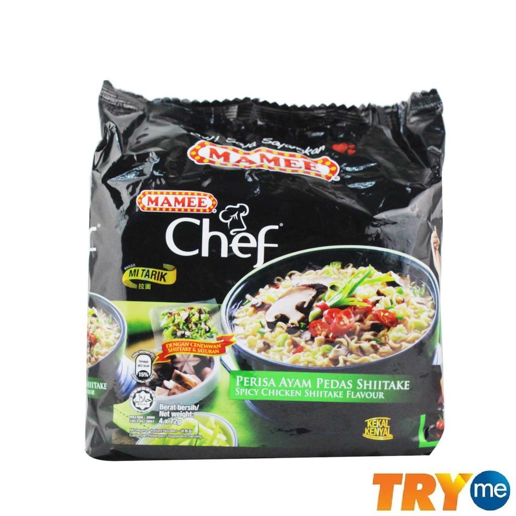 Mamee Chef Instant Noodles Spicy Chicken Shiitake (4's x72g) | Shopee ...