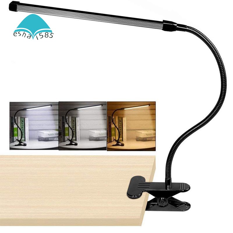 8W LED Clip on Lamp, Desk Light with 3 Modes 2M Cable Dimmer 10 Levels ...