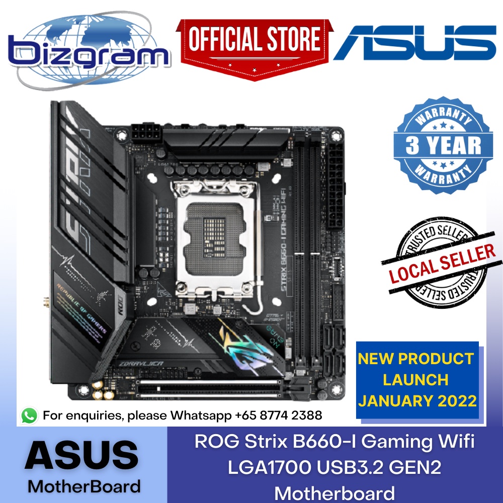 (NEW) Asus ROG Strix B660-I Gaming Wifi LGA1700 USB3.2 GEN2 Motherboard ...