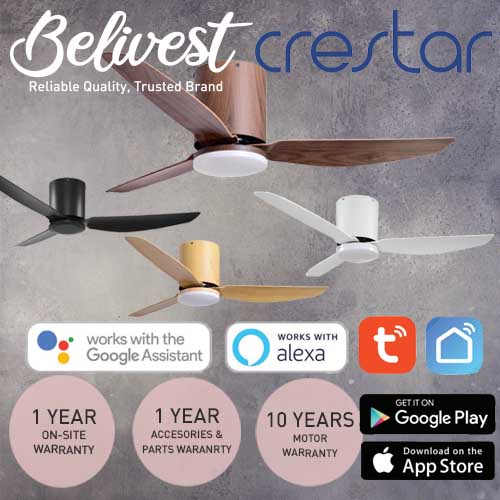 Crestar ALTIS+ WIFI SMART Ceiling Fan 3 Blades 40 Inch, 46 inch & 52 ...