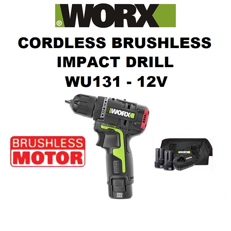 WORX 12V CORDLESS BRUSHLESS IMPACT DRILL WU131 | Shopee Singapore