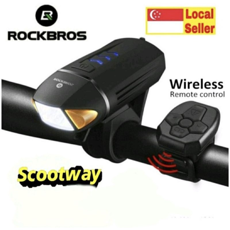 ROCKBROS Wireless remote bicycle headlight with anti-theft alarm and ...