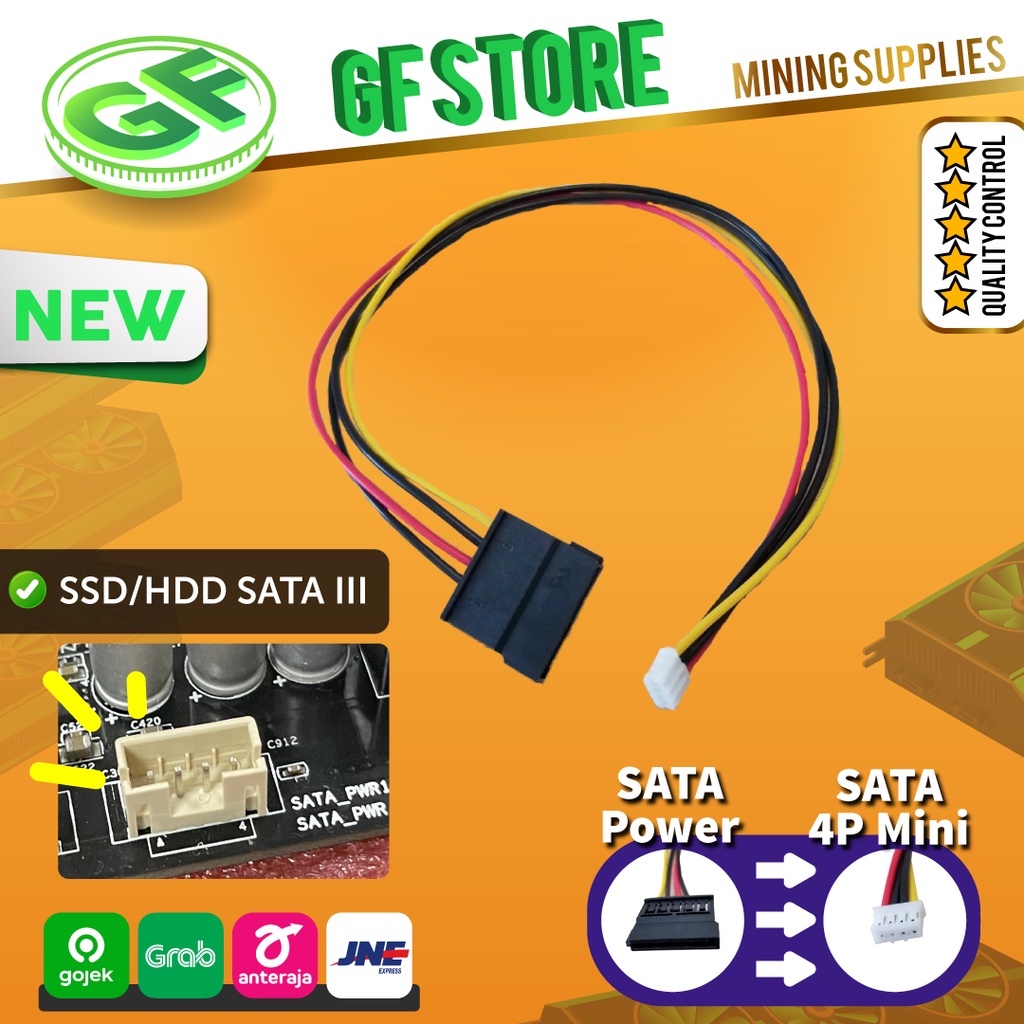 SATA to SATA Mini 4 Pin SSD HDD Motherboard Riserless Power Cable ...