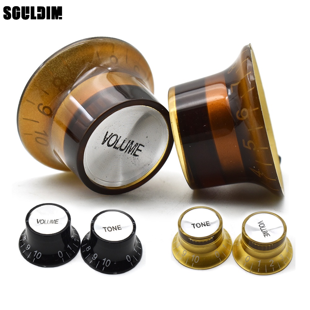 4PCS 2V2T Electric Guitar Knobs Top Hat Tone Volume Speed Control Knobs ...