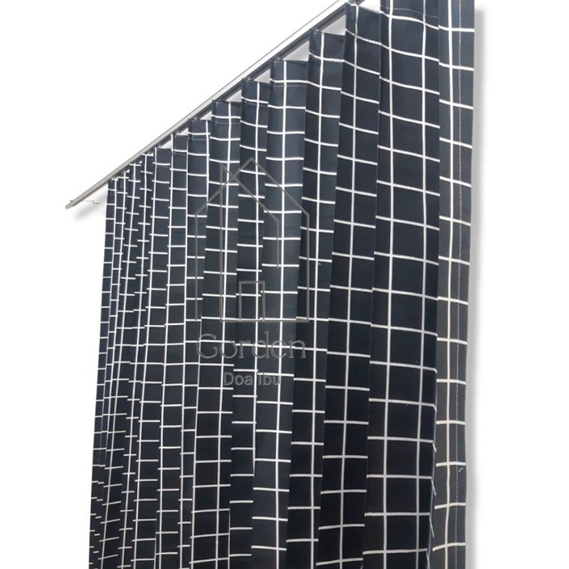 PUTIH HITAM Short Window Curtains Long Room Door Curtains Minimalist ...