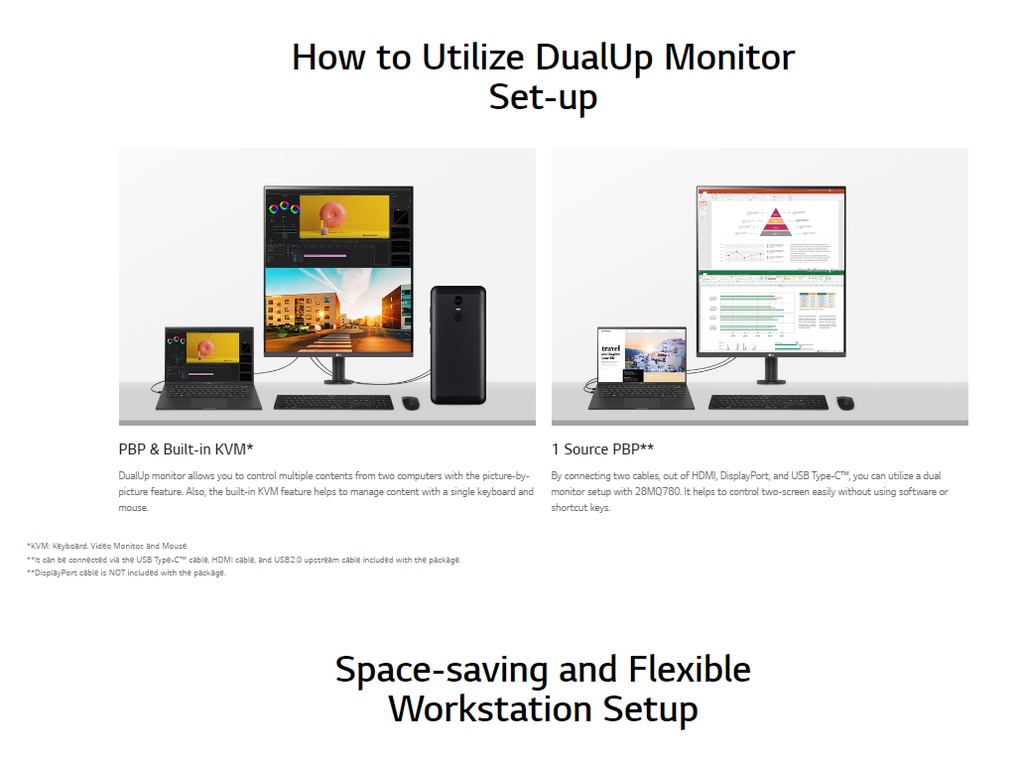 LG 28MQ780/28MQ780-B Dualup Ergo 28'' SDQHD Nano IPS Display Monitor ...
